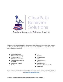 Treatment Integrity Checklist By ClearPath Behavior Solutions TPT