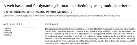 Pdf A Web Based Tool For Dynamic Job Rotation Scheduling Using