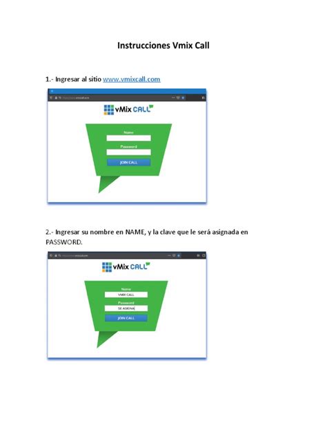 Instrucciones Vmix Call Pdf
