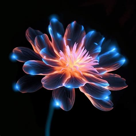 Premium Ai Image A Flower With Blue Lights That Is Lit Up