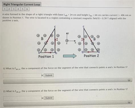 solved 1 right triangular current loop 1 2 3 4 5 6 a wire