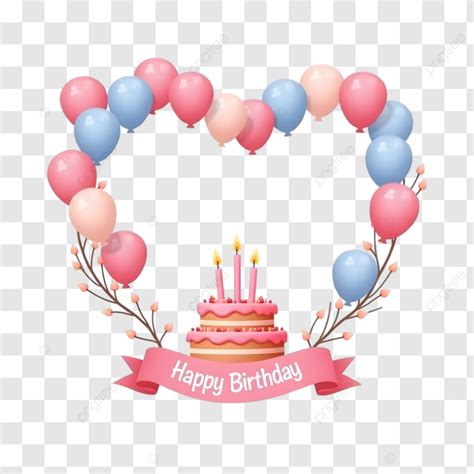 Pink And Blue Balloon Heart Frame For Birthday Heart Balloon Pink