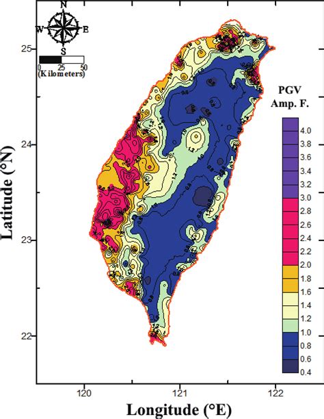 The Corrected Site Amplification Factor Contour Map Relative To A Nehrp