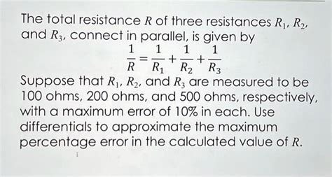 solved the total resistance r of three resistances r1 r2 and r3
