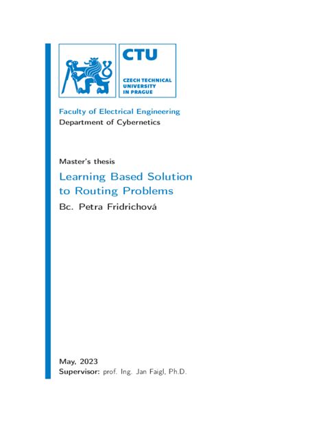 Fillable Online Dspace Cvut Learning Based Solution To Routing Problems