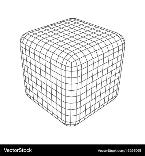 Cube Figure Low Poly Line Geometric Lattice Grid Vector Image