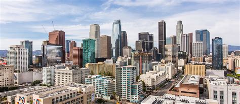 Financial District Downtown Los Angeles An Aerial Night Time View Of