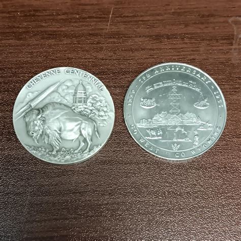 999 Pure Silver Cheyenne Wyoming Centennial Coin And Great Seal Of The