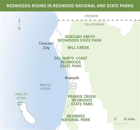 Redwood Forest National Park Map Redwood Range Stem Humboldt
