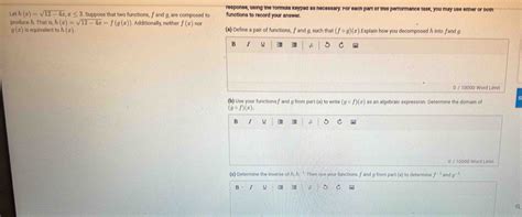 Solved Response Using The Formula Keypad As Necessary For Each Part Of This Performance Task