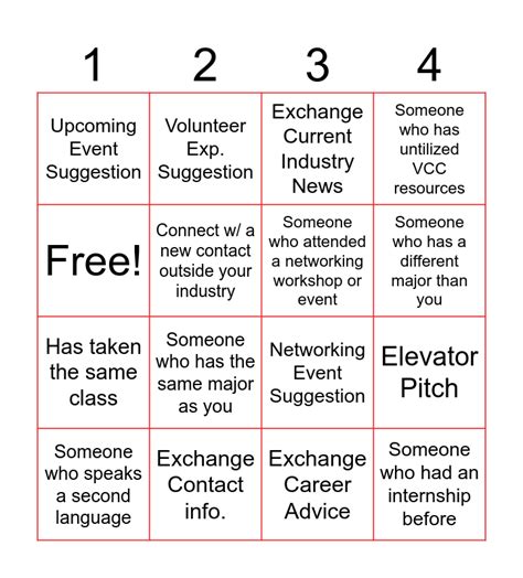 Networking Bingo Card