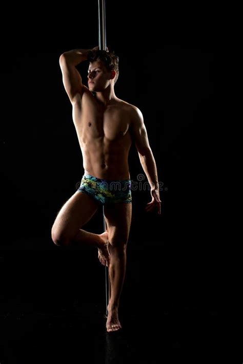 Male Pole Dance Photo Of Muscular Man Posing Stock Image Image Of