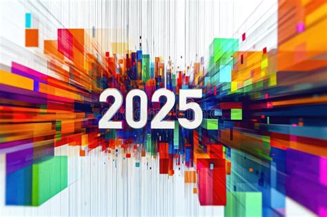 Dynamic Explosion Of Colorful Geometric Shapes Into 2025 Stock Illustration Illustration Of