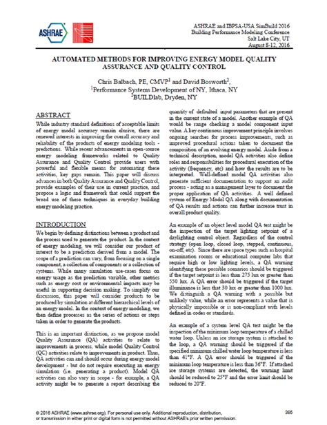 Automated Methods For Improving Energy Model Quality Assurance And Quality Control Genuine