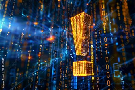 Digital Yellow Exclamation Mark Icon With Binary Code Ai In Alert Systems Anomaly Detection