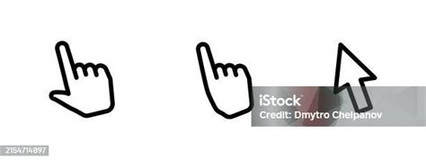 커서 아이콘 세트 손가락 포인터 픽토그램입니다 화살표 기호입니다 손 모양 아이콘입니다 웹 또는 앱 인터페이스 윤곽선 벡터 그림입니다 벡터에 대한 스톡 벡터 아트 및 기타
