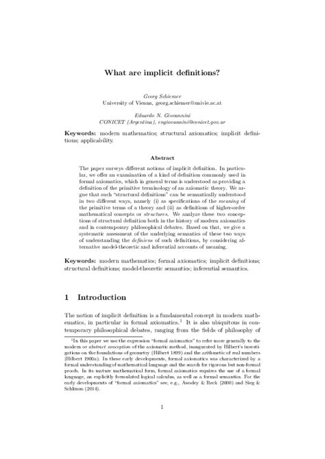 Pdf What Are Implicit Definitions