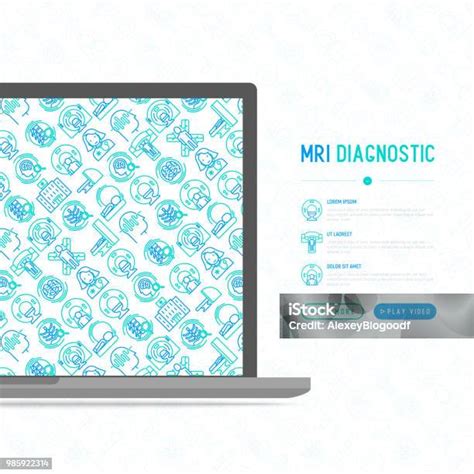 얇은 선 아이콘으로 Mri 진단 개념입니다 현대 벡터 그림 웹 페이지 서식 파일 인쇄 매체 배너에 대 한 실험실 장비 Mri 스캐너에 대한 스톡 벡터 아트 및 기타 이미지