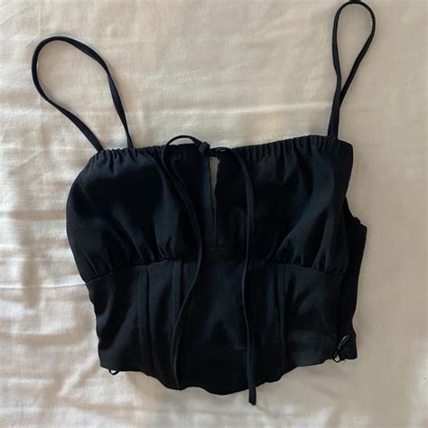 Pull And Bear Black Corset Top Tried On Only Depop