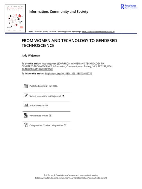From Women And Technology To Gendered Technoscience Pdf Feminism