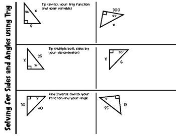 Solving For Sides And Angles Using Trig Ratios Interactive Notebook Page