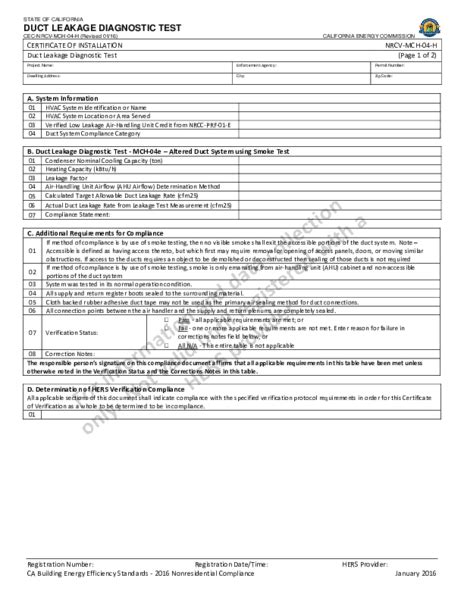 Energy Code Ace 2016 Nrcv Mch 04e Duct Leakage Test Sealing Accesible Leaks