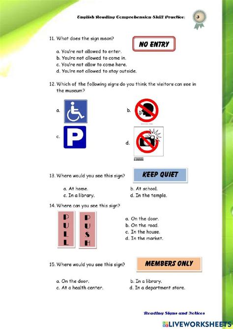 Pre Test Sign… Free Interactive Worksheets 2038352