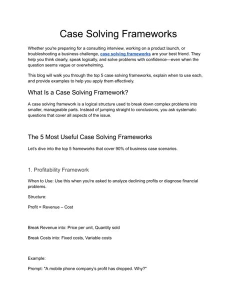 Ppt Case Solving Frameworks Powerpoint Presentation Free Download