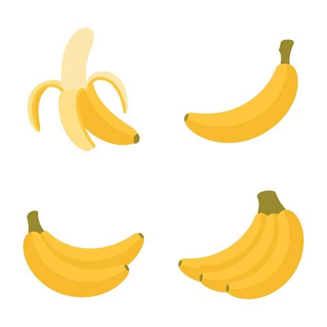 Collection Of Four Bananas In Different Positions Peeled And Unpeeled