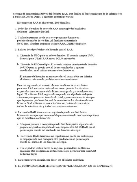 Rar System Function Data Pdf Archivo De Computadora Licencia
