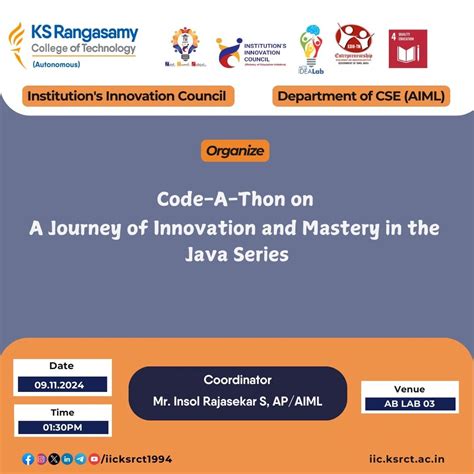 Iic Ksrct On Linkedin Codeathon Javaprogramming Innovationincoding Cse Aiml Techevent