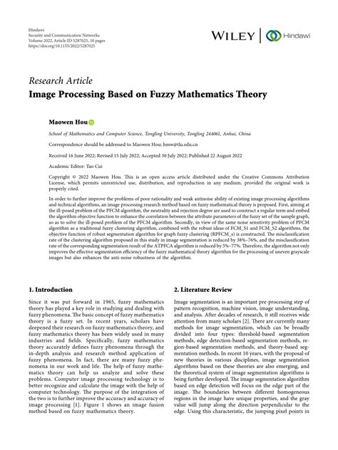 pdf image processing based on fuzzy mathematics theory