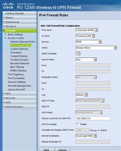 Issue With Remote RDP On RV W Cisco Community