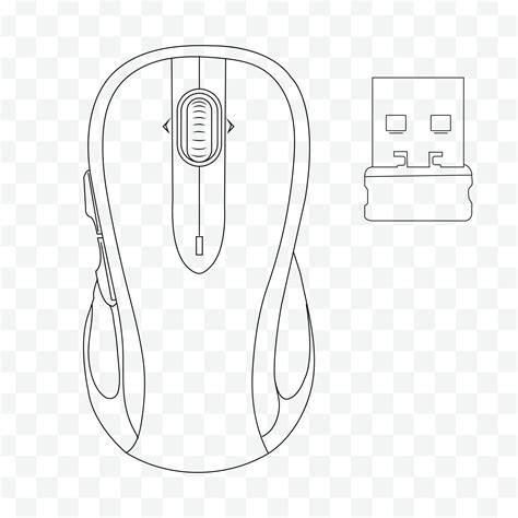 Wireless Computer Mouse Outline Vector Illustration Sleek And Modern Design For Easy Navigation