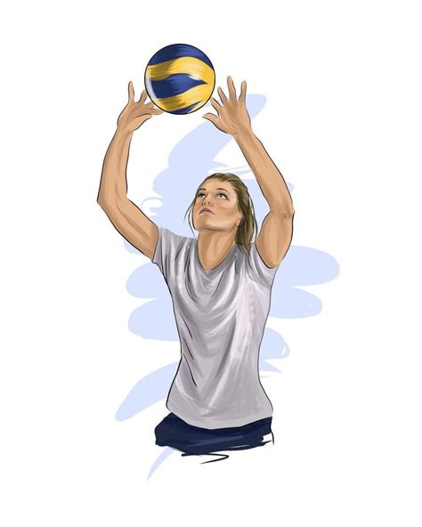 Abstrakt Volleybollspelare Hoppar Från Stänk Av Akvareller Färgad Teckning Realistisk Vektor