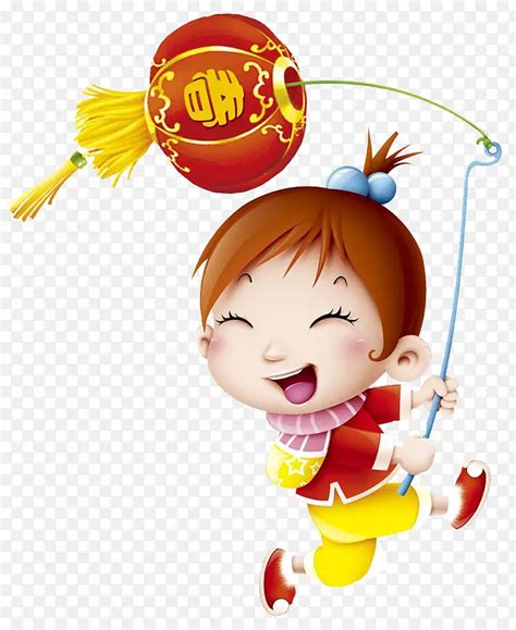 手绘挑着灯笼的女孩免抠图png图片素材下载图片编号7731252 Png素材网