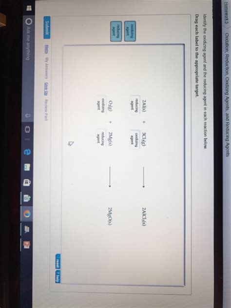 Solved Identify The Oxidizing Agent And The Reducing Agent