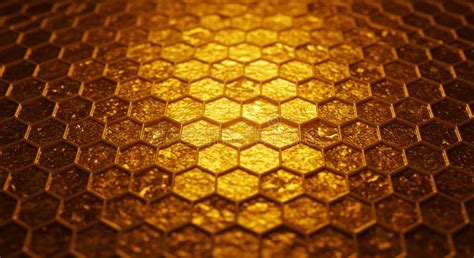 Golden Honeycomb Structure With Hexagonal Cells Arranged Symmetrically Stock Illustration