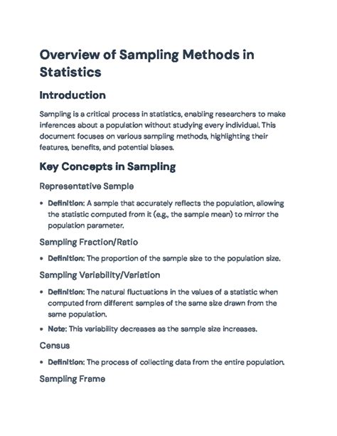 Sampling Methods In Statistics Overview Of Biases And Techniques Studocu