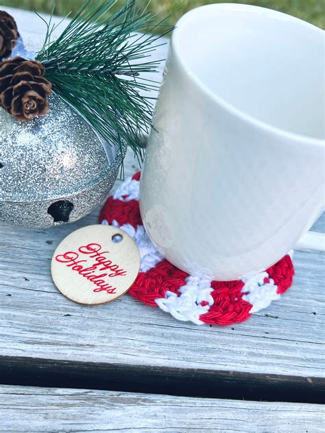 Peppermint Candy Coaster Coaster Crochet Pattern Etsy