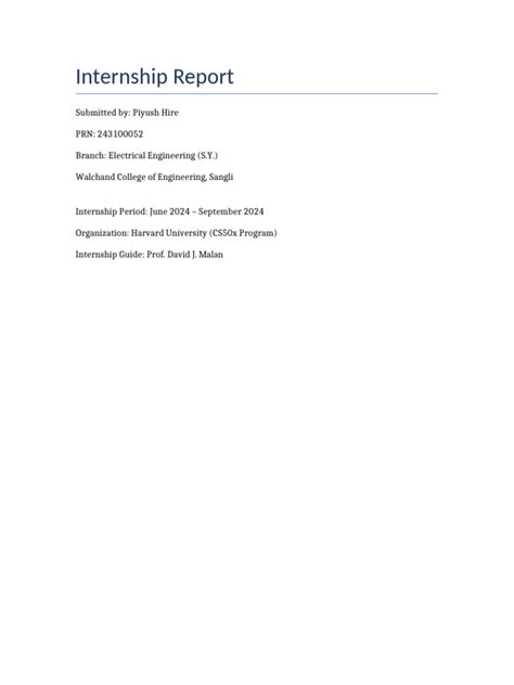 Harvard Cs50x Internship Report Pdf Computer Programming Web