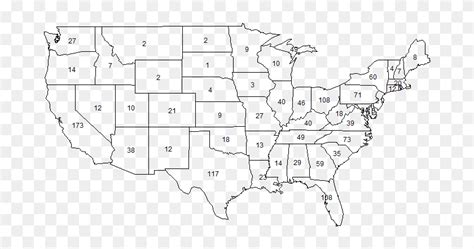 United States Map Numbered