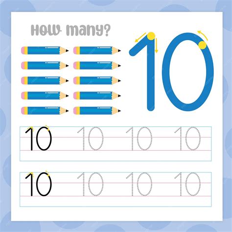 Premium Vector Writing And Drawing The Number 10 Activity For