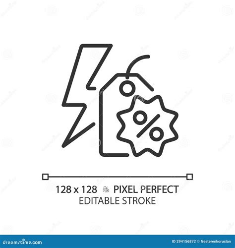 2d Customizable Simple Thin Line Black Flash Sale Icon Stock Vector