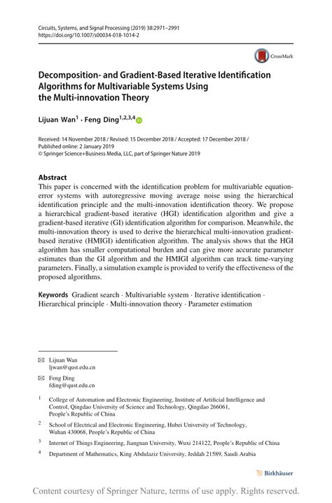 Decomposition And Gradient Based Iterative Identification Algorithms