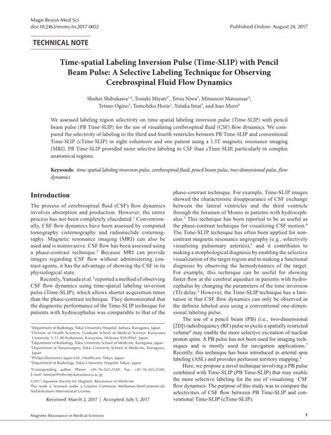 Pdf Time Spatial Labeling Inversion Pulse Time Slip With Pencil Beam Pulse A Selective