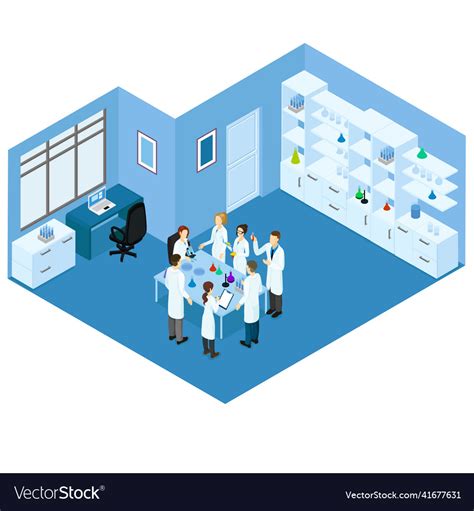 Isometric Science Laboratory Concept Royalty Free Vector