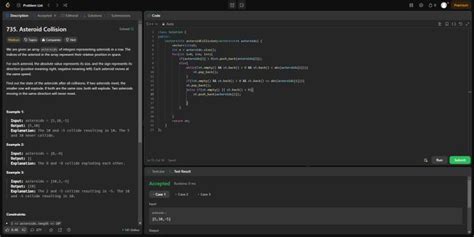 Asteroidcollision Stack Algorithm Datastructure Codingchallenge Softwaredevelopment