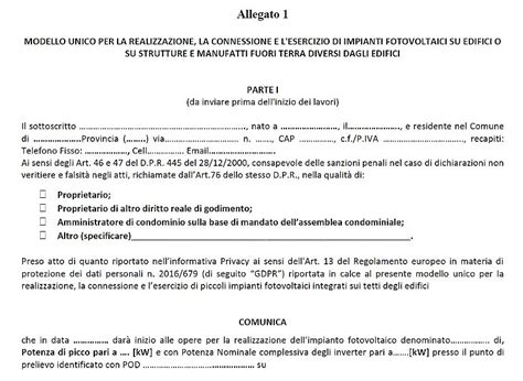 Modello Unico Fotovoltaico Fino A 200 Kw Arera Modifica Il Tica