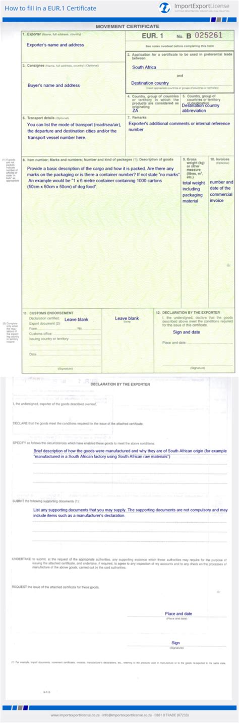 Completing A Eur1 Certificate Application Satc